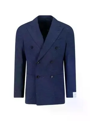 Caruso Double-breasted Blazer - Blue