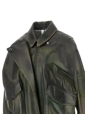 SWORD 6644 Zip-up Leather Jacket