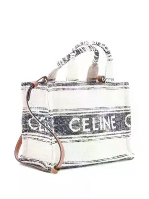 Celine Cabas Thais Striped Jacquard Textile Small Tote Bag - Neutrals