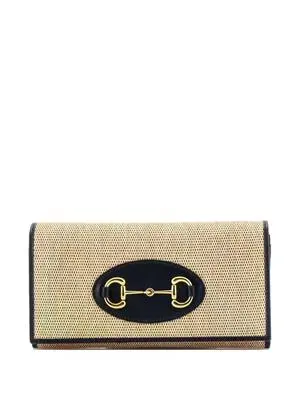 Gucci Horsebit 1955 Chain Wallet In Canvas And Leather - Neutrals