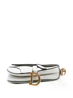 Dior 2019 Grained Calfskin Mini Saddle Bag - White