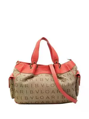 BVLGARI 1990-2000 Logomania Canvas Satchel