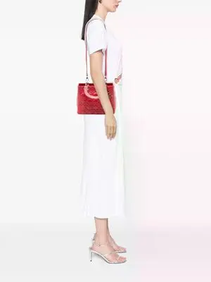 Dior 2012 Medium Lambskin Cannage Lady Satchel - Red