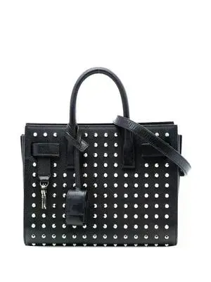 Saint Laurent Nano Grain De Poudre Studded Sac De Jour Satchel - Black