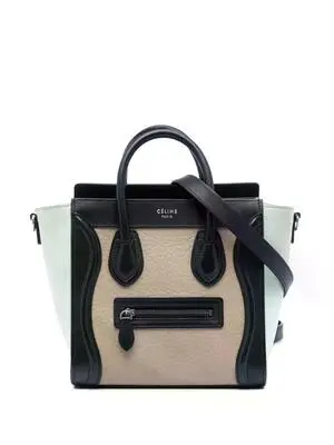 Celine 2017 Nano Tricolor Leather Luggage Tote - Brown