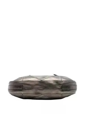 Burberry Supernova Check Coated Canvas And Metallic Leather Shoulder Bag - Grey