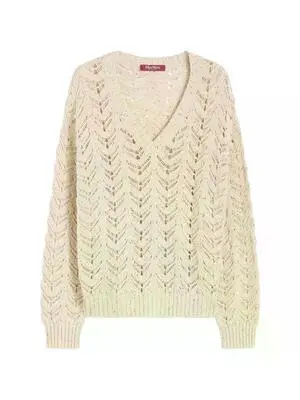 Max Mara Openwork V-neck Top