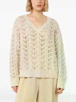 Max Mara Openwork V-neck Top