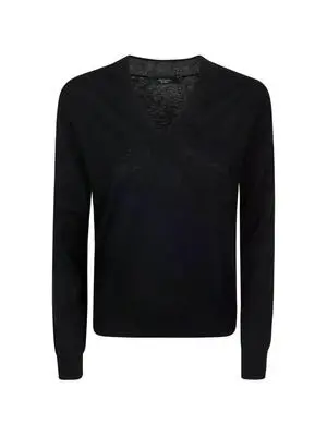 Max Mara V-neck Wool Knit Sweater - Black