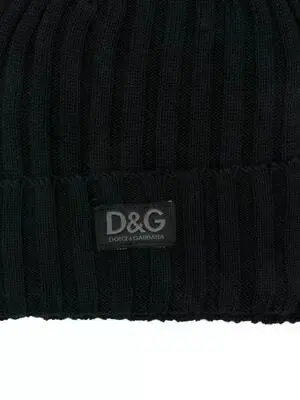 Dolce & Gabbana Ribbed Beanie Hat - Black