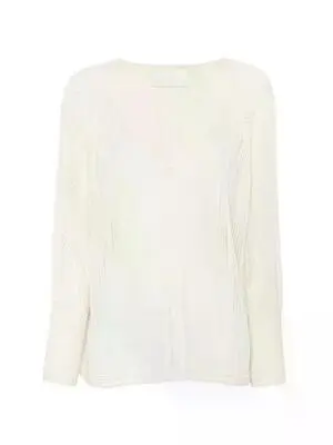 Eric Bompard Pointelle V-neck Knit Top