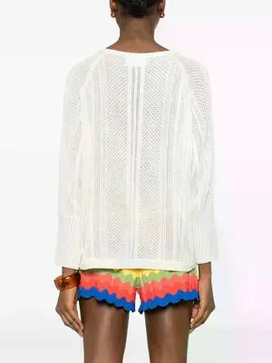 Eric Bompard Pointelle V-neck Knit Top