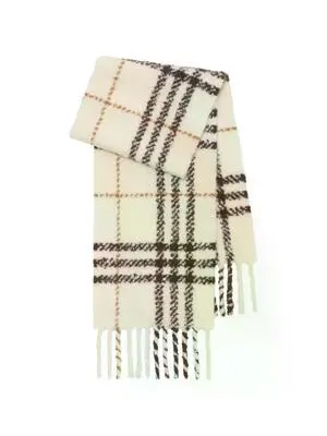 Burberry Check Alpaca Wool Blend Bouclé Scarf - Neutrals