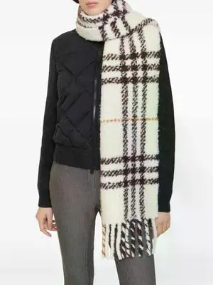 Burberry Check Alpaca Wool Blend Bouclé Scarf - Neutrals
