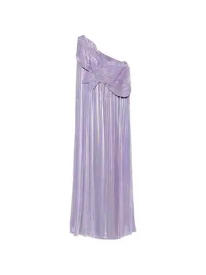 Costarellos Amabe Pleated One-shoulder Maxi Dress