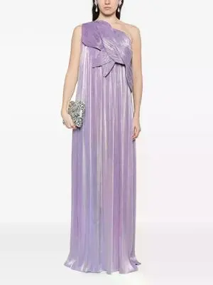 Costarellos Amabe Pleated One-shoulder Maxi Dress