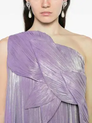 Costarellos Amabe Pleated One-shoulder Maxi Dress