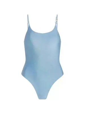Karl Lagerfeld Scoop-neck One-piece Swimsuit With Chain Embellishment - Blue