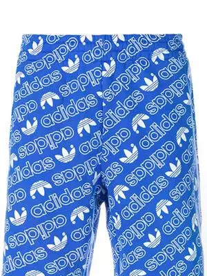 Adidas Cobalt Cotton Jersey All-over Logo Print Shorts