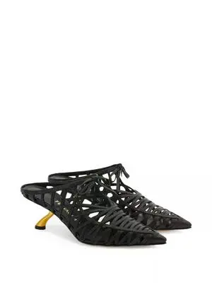 FERRAGAMO S-shaped Heeled Mules With Sculptural Golden Heel