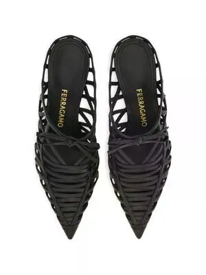 FERRAGAMO S-shaped Heeled Mules With Sculptural Golden Heel