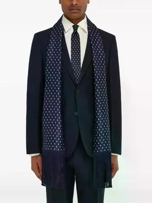 FERRAGAMO Micro Gancini Print Silk Scarf