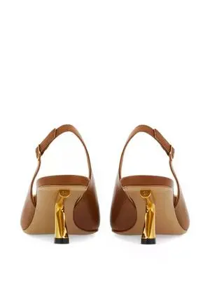 FERRAGAMO S-shaped Heel Slingback Pumps