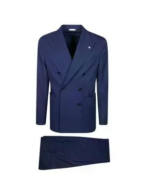 MANUEL RITZ Double-breasted Wool Suit - Blue