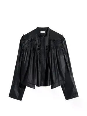 LEMAIRE Pleated Blouse With Stand Collar And Decorative Rivets