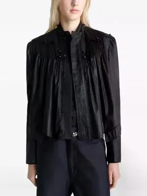 LEMAIRE Pleated Blouse With Stand Collar And Decorative Rivets