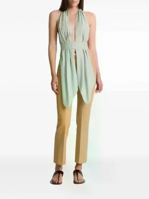 Alberta Ferretti Belted Halterneck Top - Green