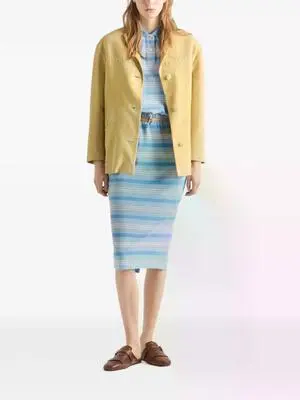 Prada Striped Piqué Midi-skirt - Blue
