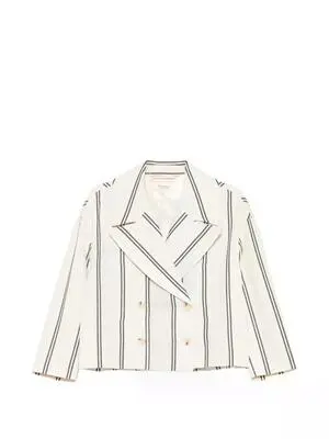 PSOPHIA Stripe-pattern Double-breasted Jacket - Neutrals