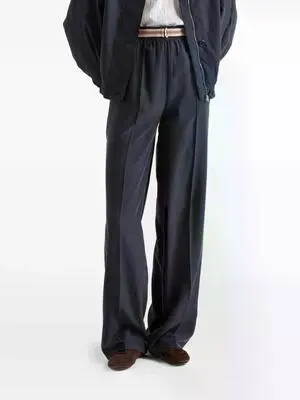 Prada Washed Silk Wide-leg Trousers - Blue