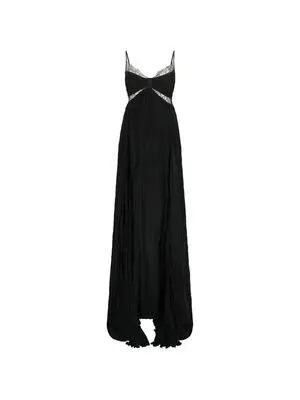 Blumarine Lace Trim Pleated Dress - Black
