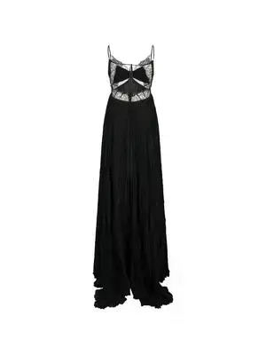 Blumarine Lace Trim Pleated Dress - Black
