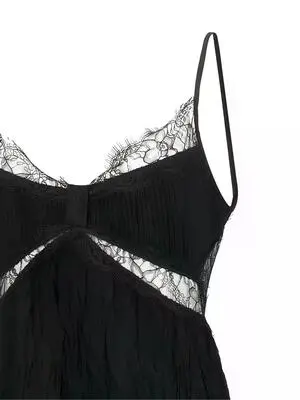 Blumarine Lace Trim Pleated Dress - Black
