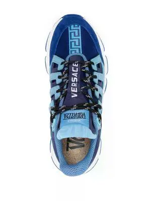 Versace Trigreca Leather Sneakers - Blue