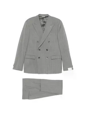 MANUEL RITZ Double-breasted Pinstriped Suit - Grey