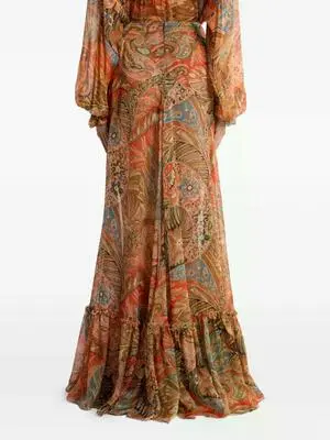 Etro Paisley Print Silk Maxi Skirt