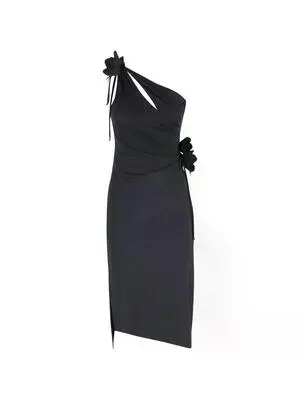 Coperni One-shoulder Flower-detail Midi Dress