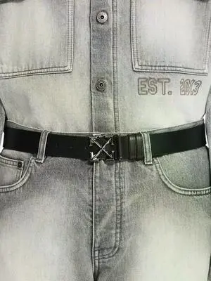 Off-White Arrow Buckle Leather Belt - Black