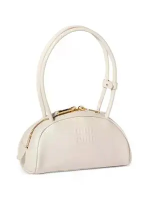 Miu Miu Beau Embossed-logo Shoulder Bag - Neutrals