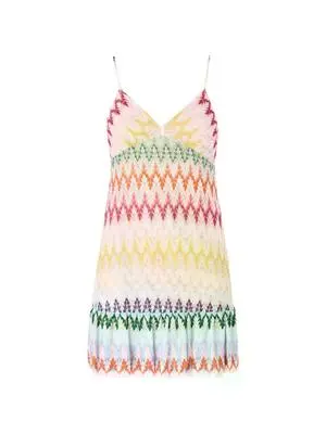 Missoni V-neck Chevron Mini Dress - Neutrals