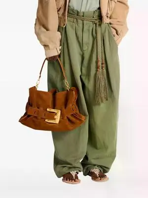 Balmain Medium Anthem Suede Shoulder Bag - Brown