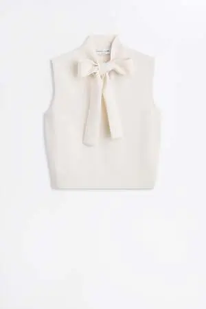 Scanlan Theodore Cashmere Tie Sleeveless Tank Chalk