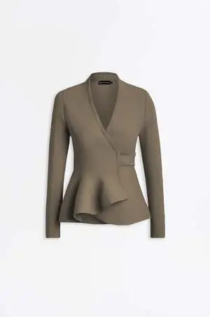 Scanlan Theodore Crepe Knit Wrap Jacket - Army
