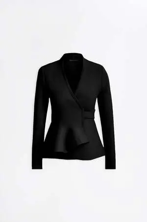 Scanlan Theodore Crepe Knit Wrap Jacket - Black