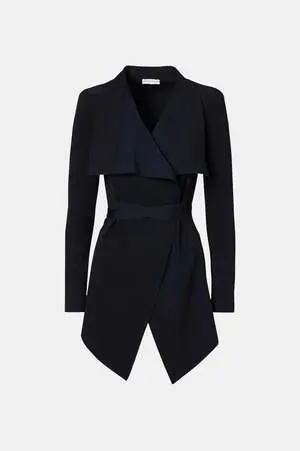 Scanlan Theodore Crepe Knit Wrap Jacket - Navy