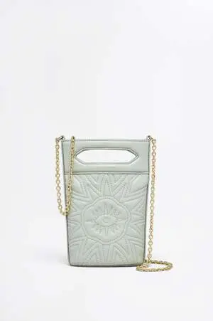 Scanlan Theodore Quilted Italian Leather Crossbody Bag Sage
